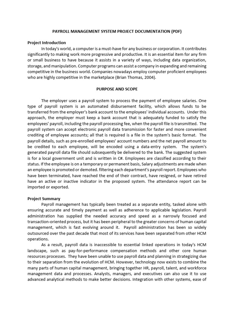 Payroll Management System Project Documentation | PDF | Payroll | Economies