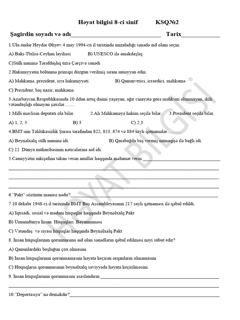 HB KSQ 2 8-Ci Sinif 14.12.2015 | PDF