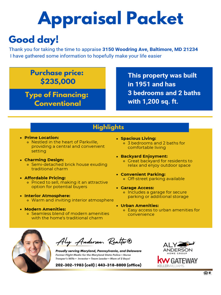 3150 Woodring Ave, Baltimore, MD 21234 - Appraisal Packet | PDF ...