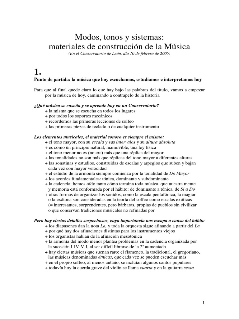 MANZANO ALONSO, MIGUEL. Modos, Tonos y Sistema | PDF | Modo (música ...