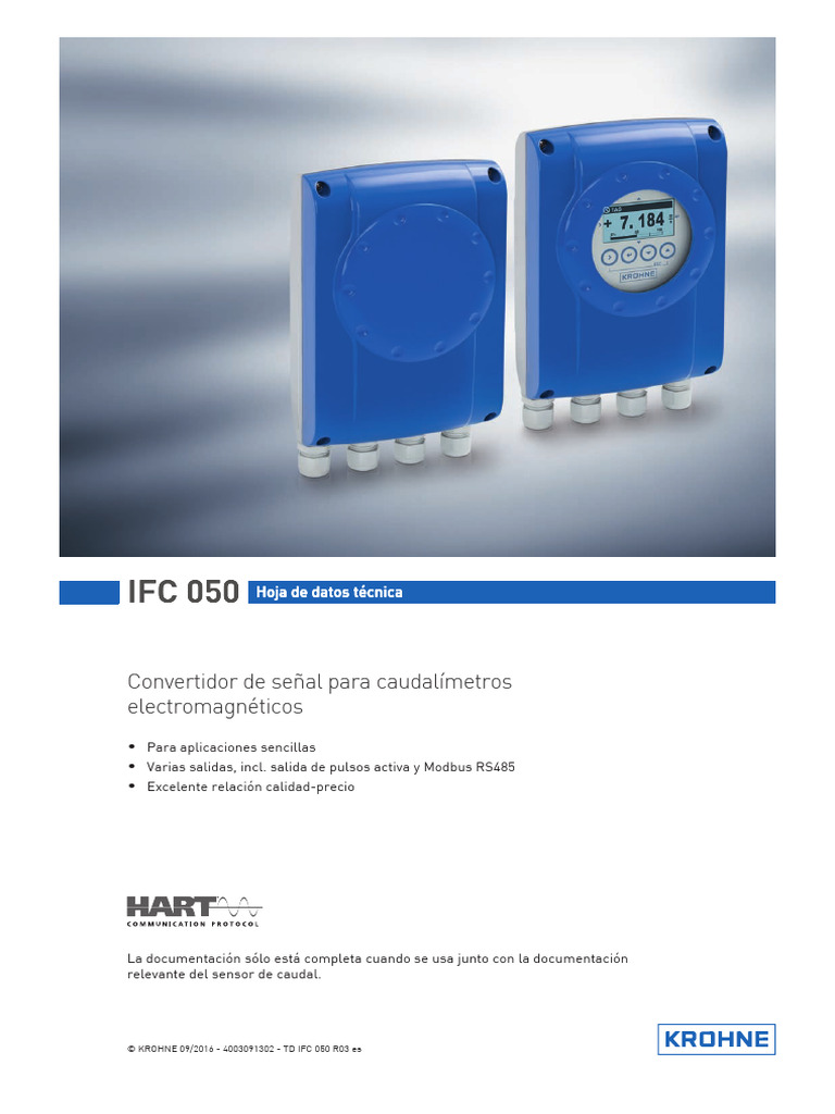 Hoja Tecnica IFC 050 | PDF | Agua | Medición de flujo