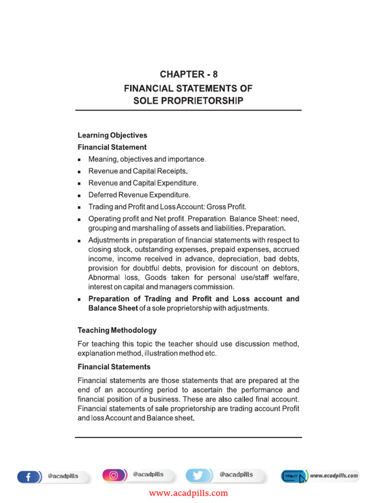 Financial Statements for Sole Proprietorship | PDF | Debits And Credits ...
