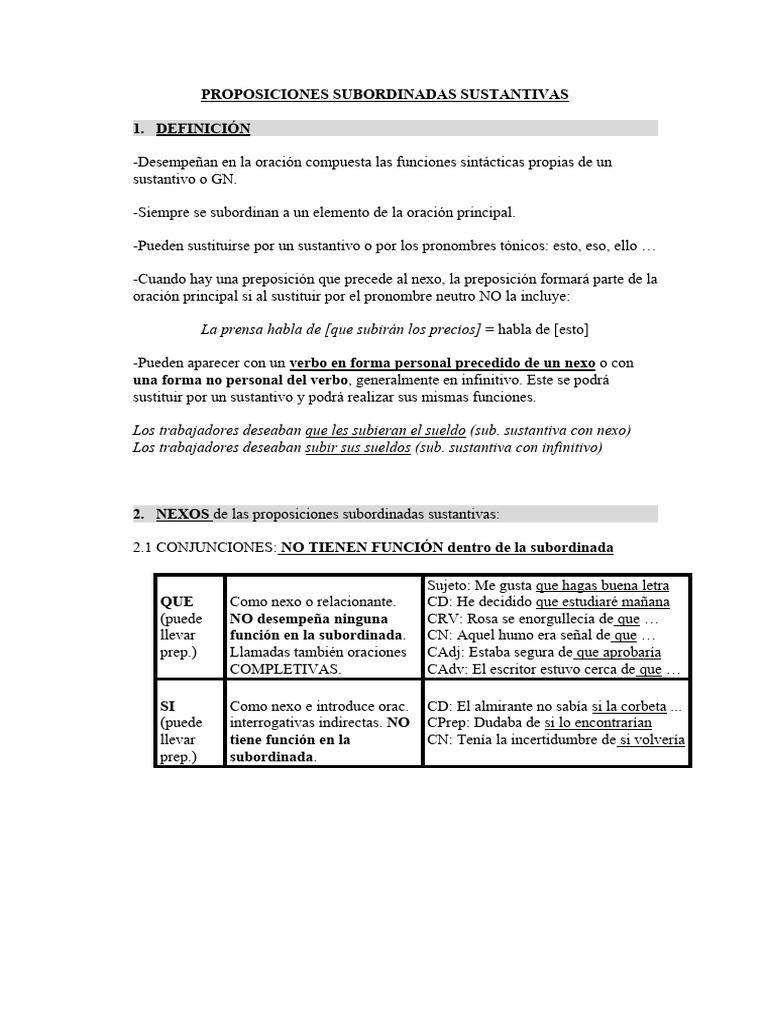 Teoría Subor Sustantiva | PDF | Oración (Lingüística) | Verbo