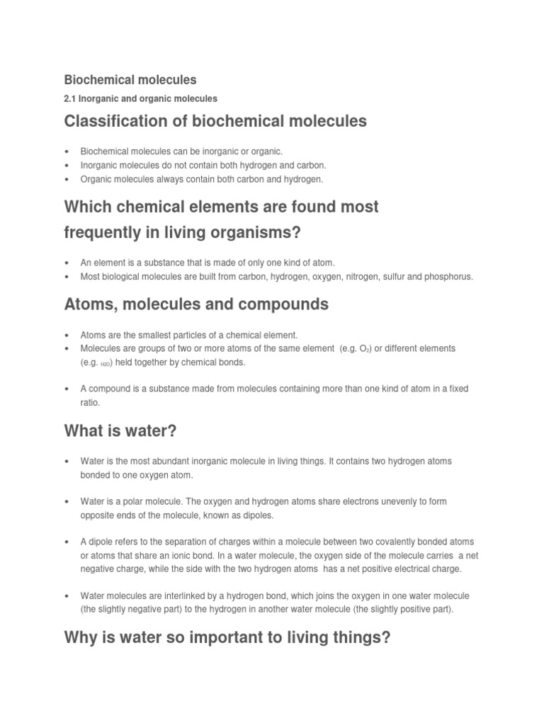 Biochemical Molecules Overview | PDF | Carbohydrates | Polysaccharide