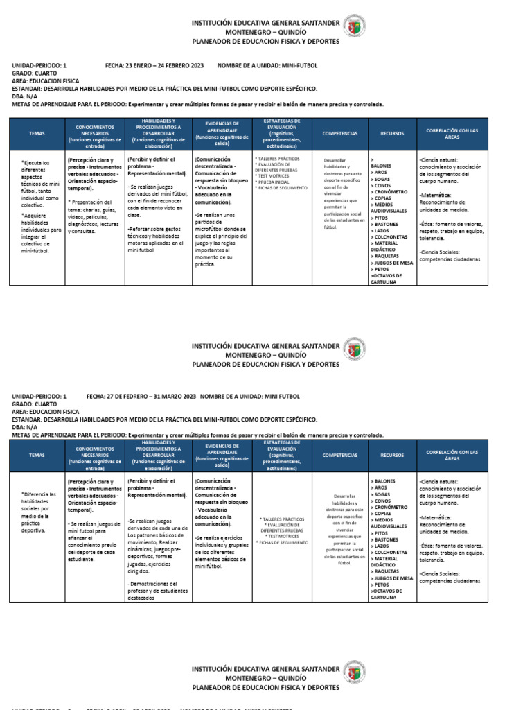 PLAN DE CLASE GRADO CUARTO | PDF | Aprendizaje | Evaluación