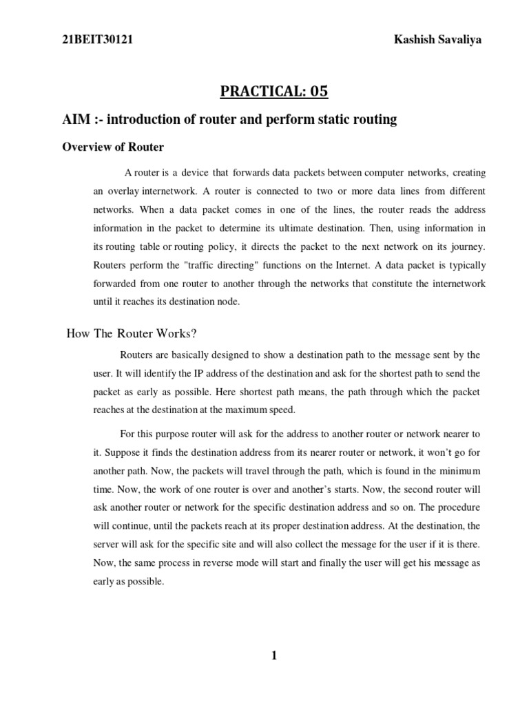 DCN - Prac 05 | PDF | Router (Computing) | Ip Address