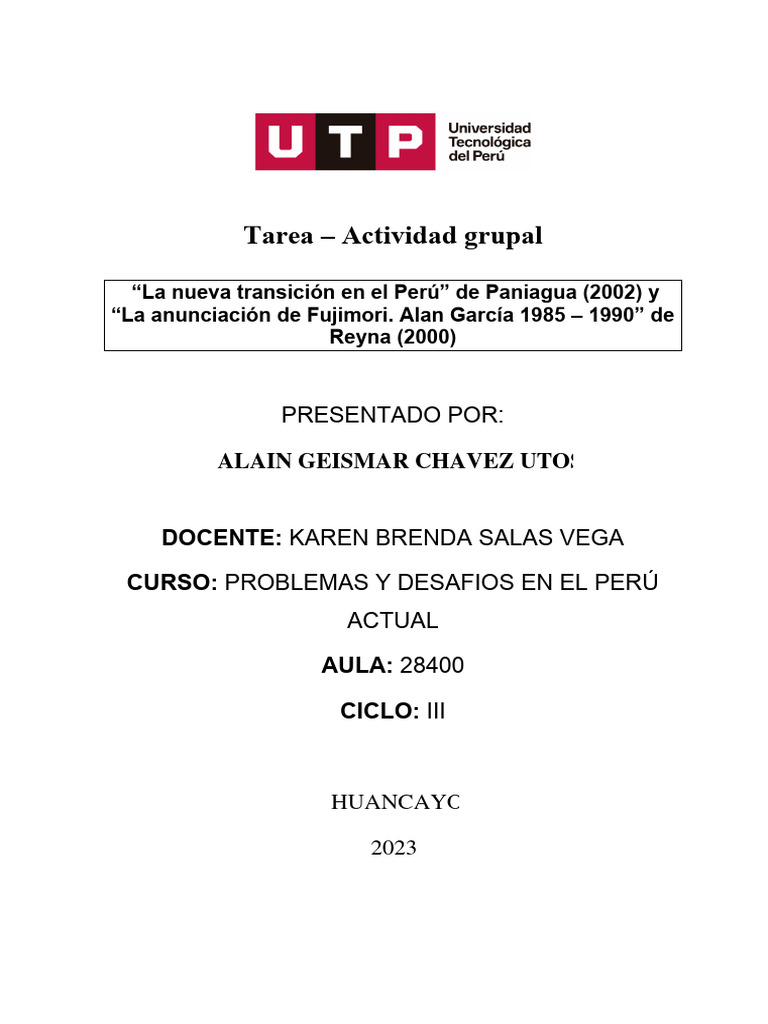 Tarea - Actividad Grupal | PDF | Perú | América del Sur