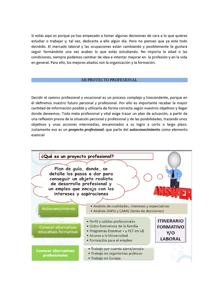 Proyecto Profesional: Autoconocimiento y Metas | PDF | Iniciativa ...
