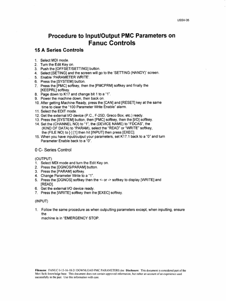 Fanuc PMC Parameter Change | PDF