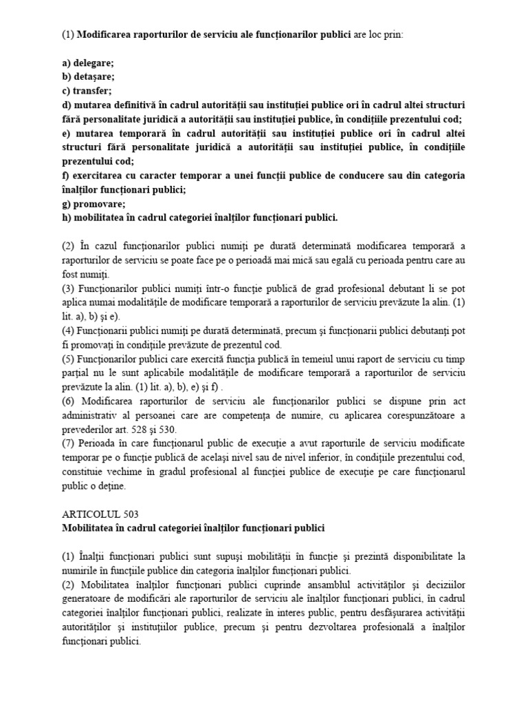 Modificarea Raportului de Serviciu | PDF