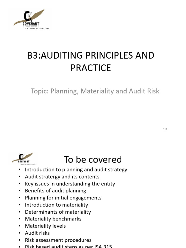 Planning, Materiality and Audit Risk Handout - 2 | PDF | Audit | Risk