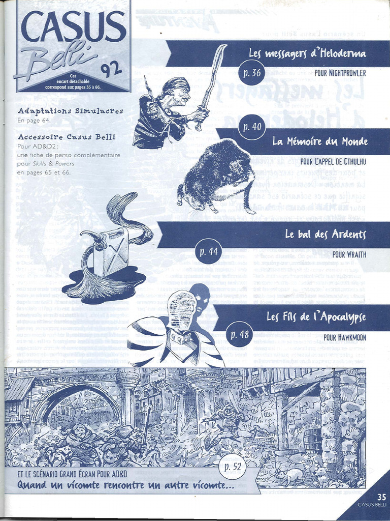 Casus Belli - #092 - Scénarios (Nightprowler, L'appel de Cthulhu, Hawkmoon, Wraith, AD&D2) | PDF