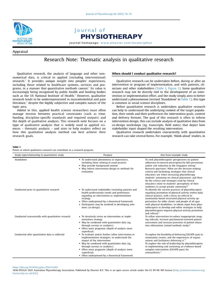 005 Research Note Thematic Analysis in Qualitative Research | Download ...