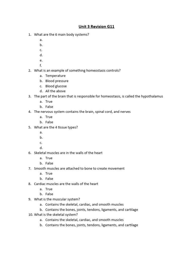 Grade 11 Body Systems Revision Guide | PDF | Immune System | Human Body