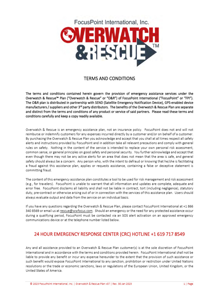 Overwatch and Rescue Plan Terms and Cond | PDF | Hospital | Radioactive ...