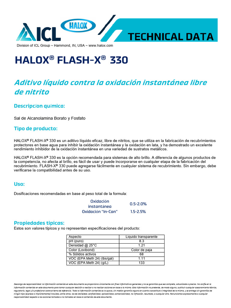 Halox - Flash-X 330 - TDS Es 5 | PDF
