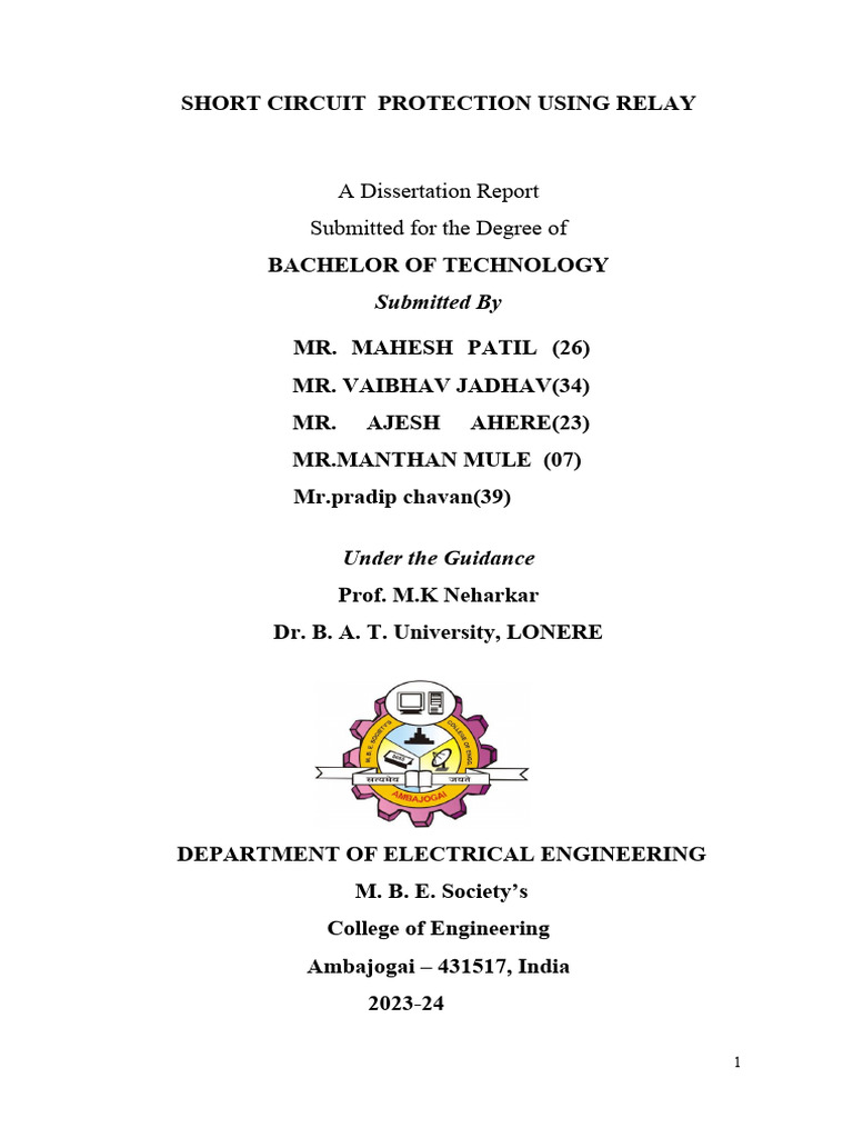 Short Circuit Protection Using Relay | Download Free PDF | Relay | Switch
