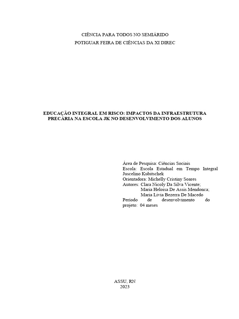 A Infraestrutura Precaria e o Seu Impacto No Desenvolvimento Na Escola ...
