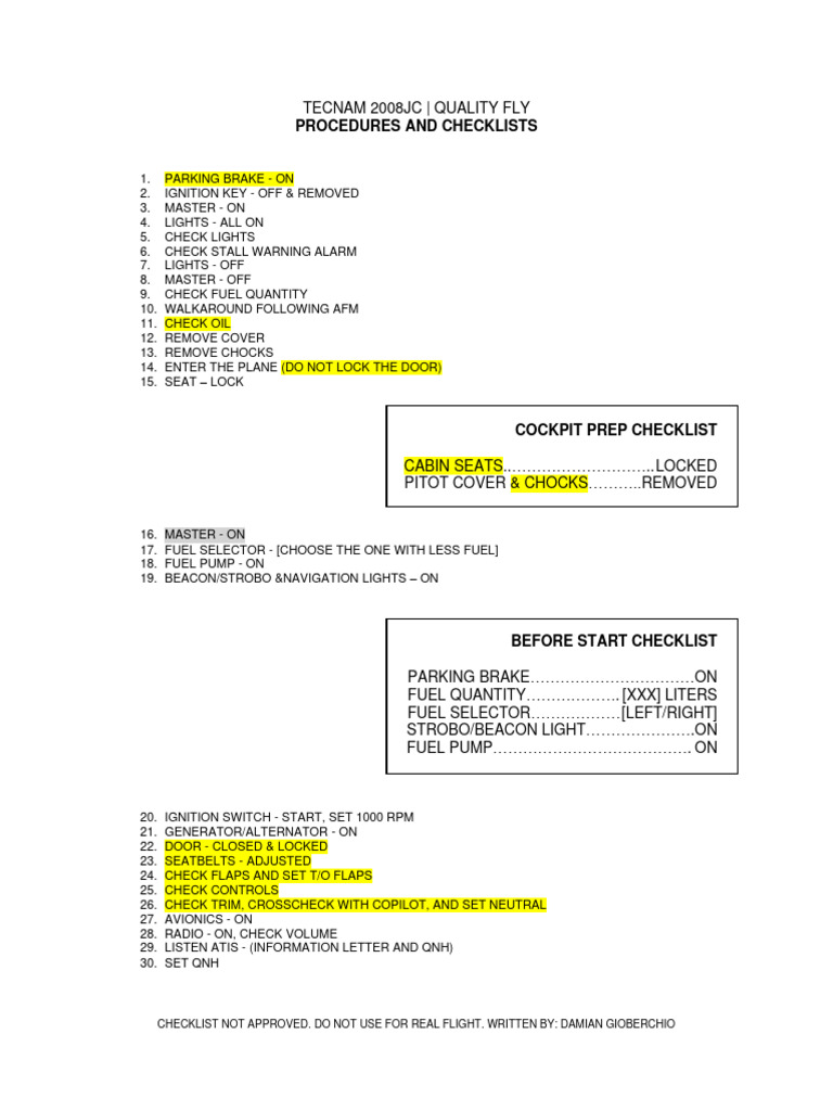 P208 Aircraft Pre-Flight Checklist | PDF | Takeoff | Transport Safety