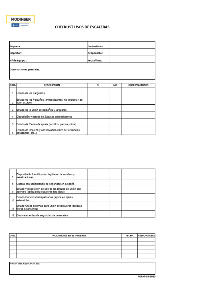 Checklist Escaleras | PDF