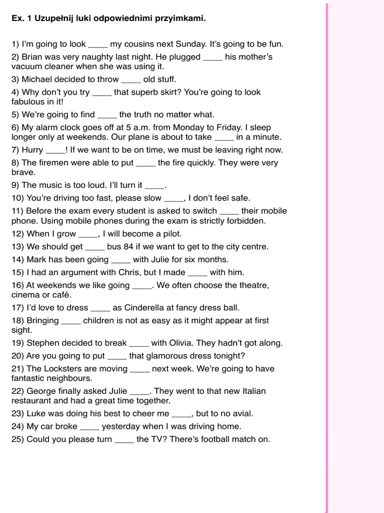 Phrasal Verbs Exercise A2+ | PDF