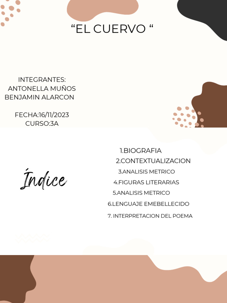 "El Cuervo ": Integrantes: Antonella Muños Benjamin Alarcon FECHA:16/11 ...