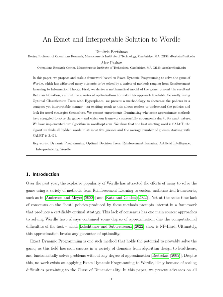 Wordle Paper Final | PDF | Mathematical Optimization | Dynamic Programming