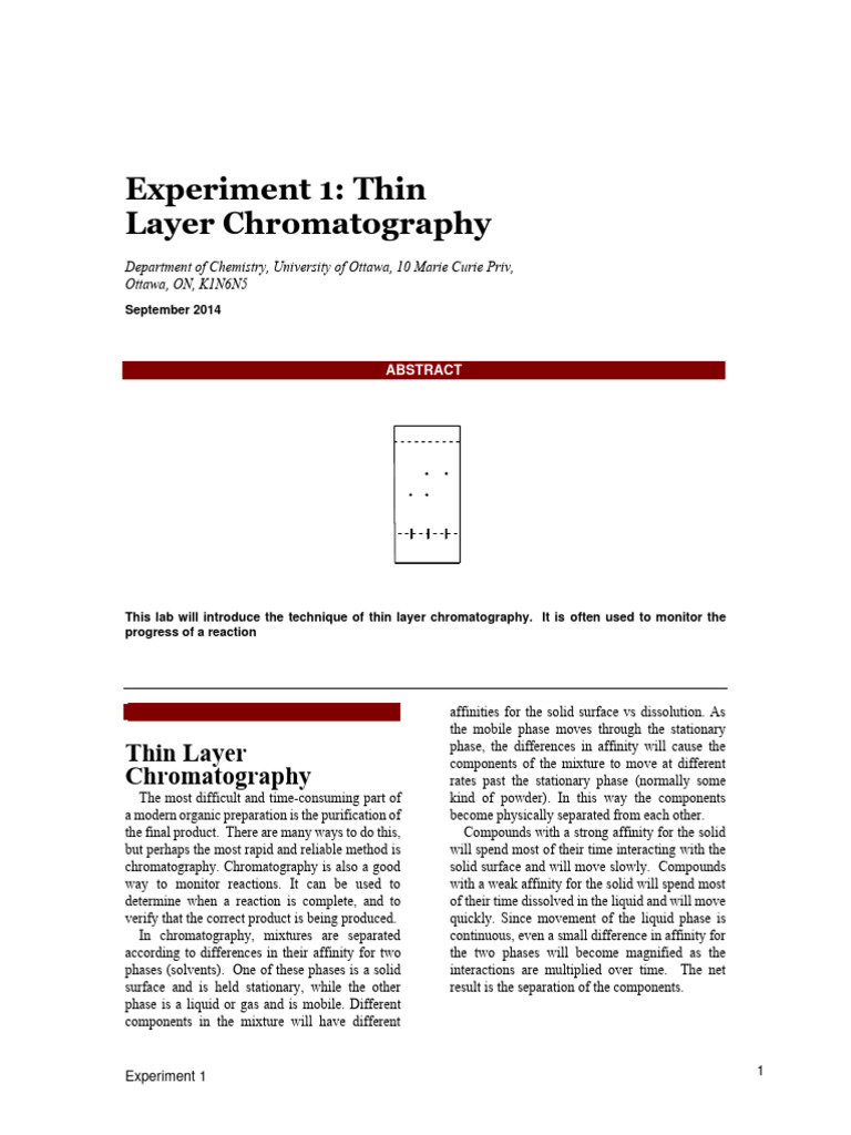 Exp 1 TLC Analysis | PDF | Thin Layer Chromatography | Chromatography