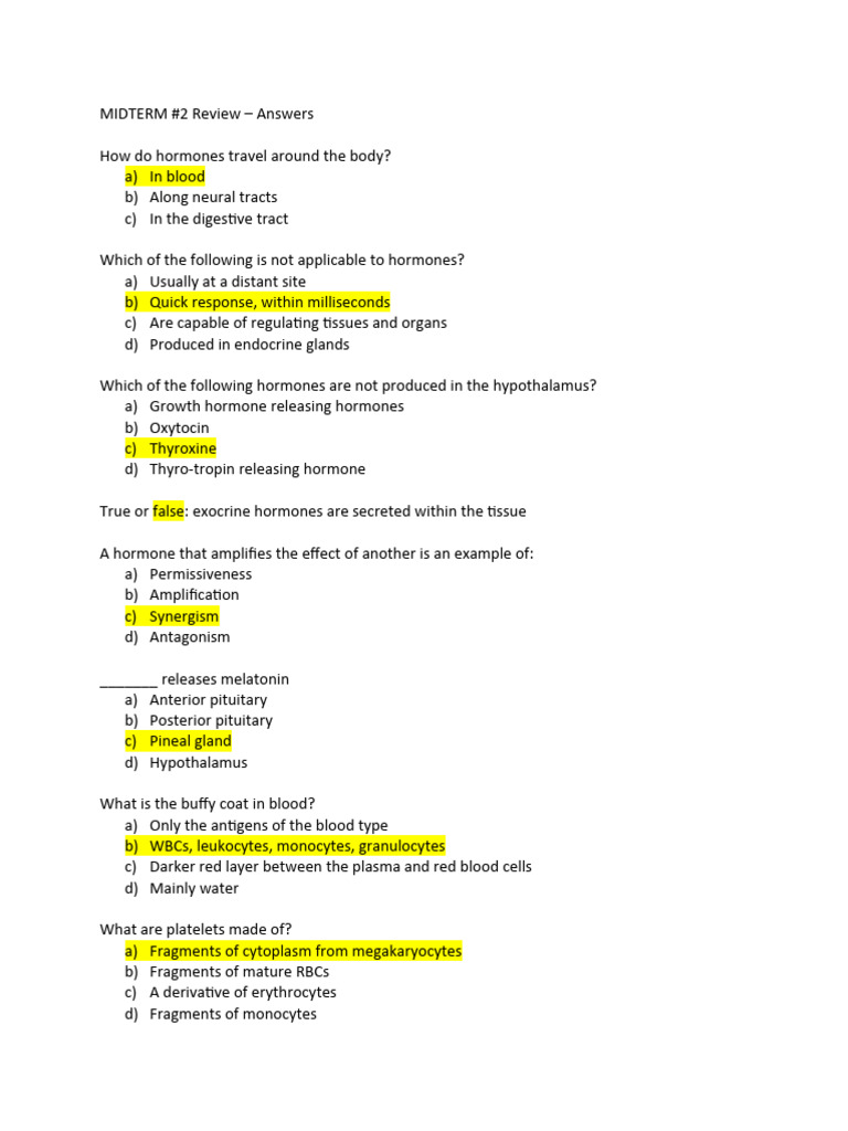 Midterm 2 Review Answers Pdf Heart Valve Atrium Heart