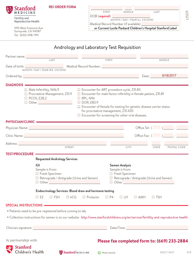Fertility Order Form | PDF | Infertility | Reproductive System