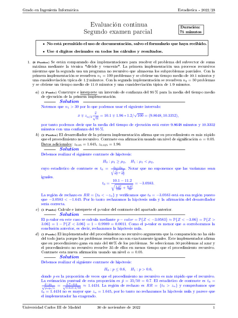 Segundo Parcial G81 Soluciones | PDF | Estimador | Teoría de la estimación
