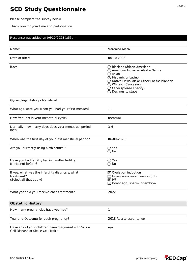 SCDStudyQuestionnaire_Evaluati_2023-06-10_1354 | PDF | Menstrual Cycle ...