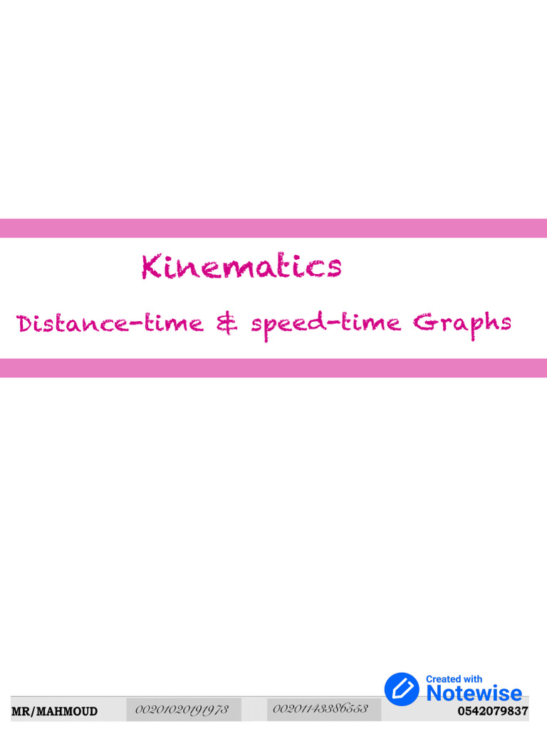 Kinematics: Distance & Speed Calculations | PDF