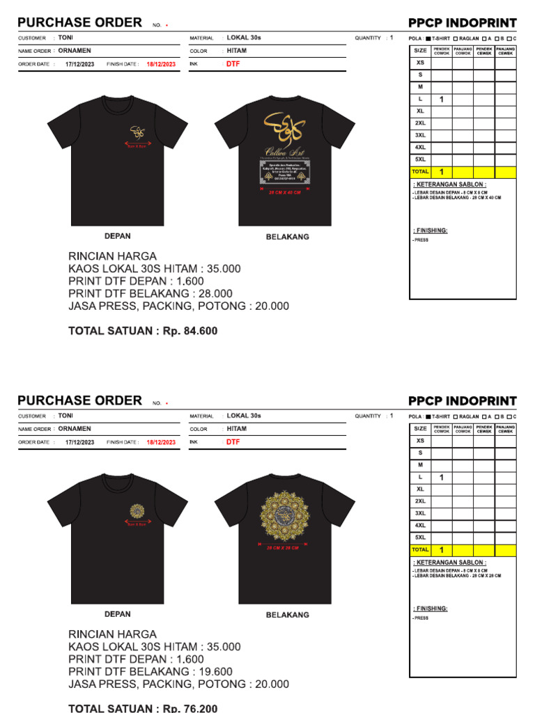 Toni - Ornamen - Kaos Custom | PDF