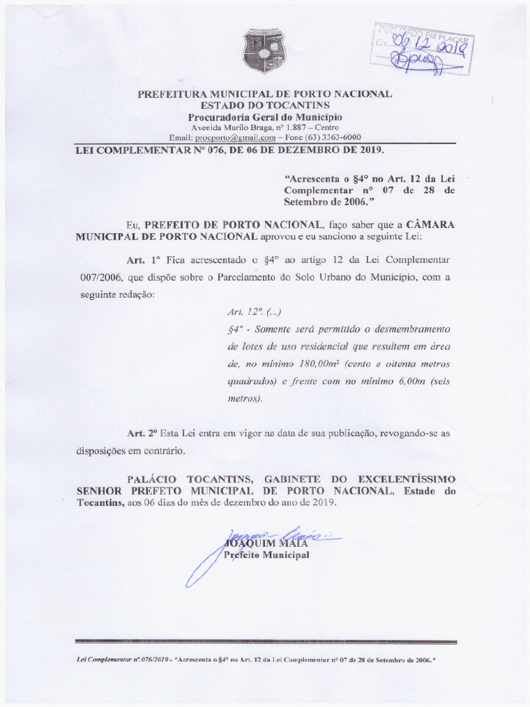 Lei Comp. 076.2019 | PDF