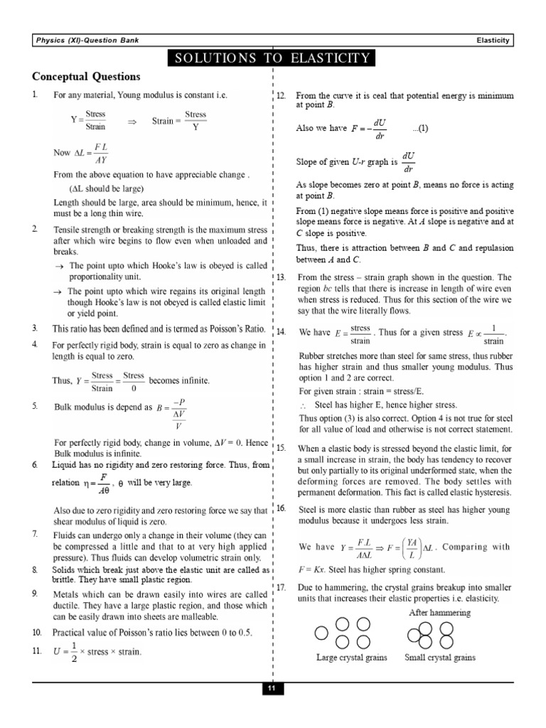 QB Sol Elasticity | PDF | Elasticity (Physics) | Stress (Mechanics)