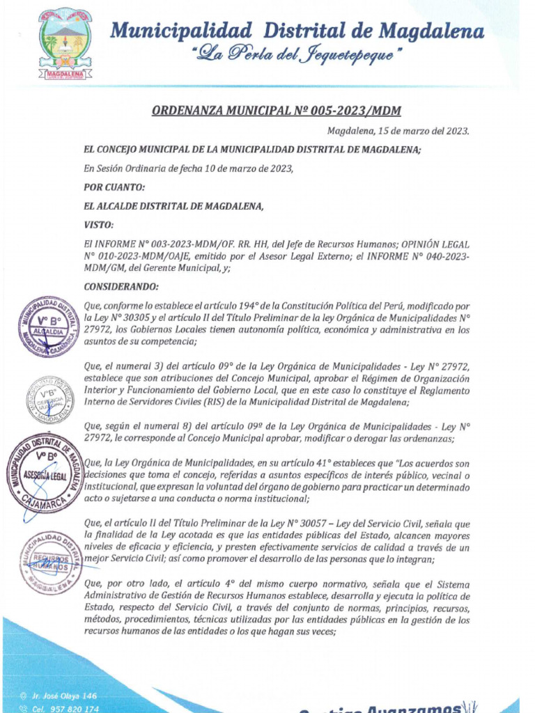 Ris MDM + Ordenanza MDM 2023 | PDF