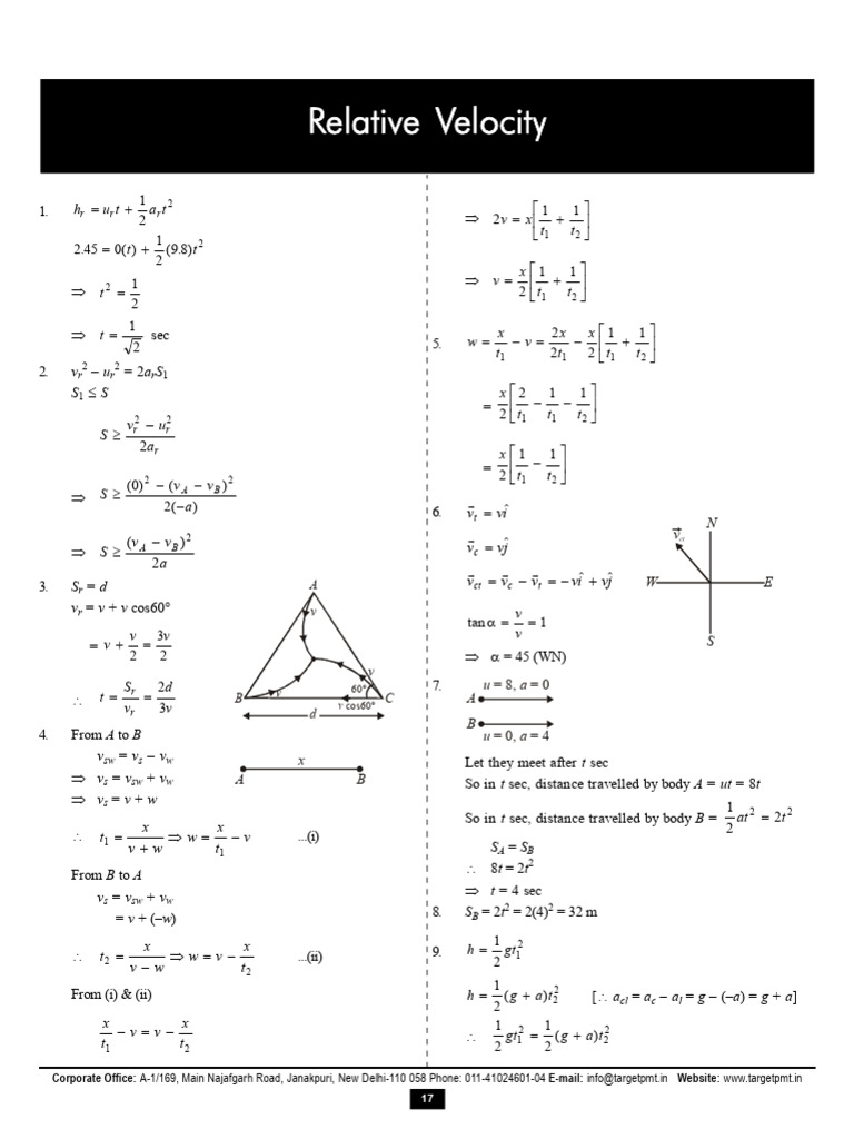 QB Sol Relative Velocity | PDF | Quantity | Theory Of Relativity