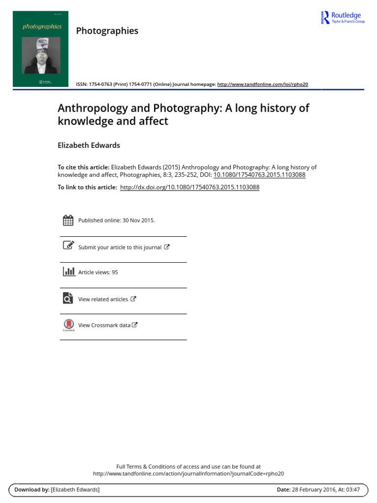 Anthropology and Photography A Long Hist | PDF | Anthropology | Knowledge