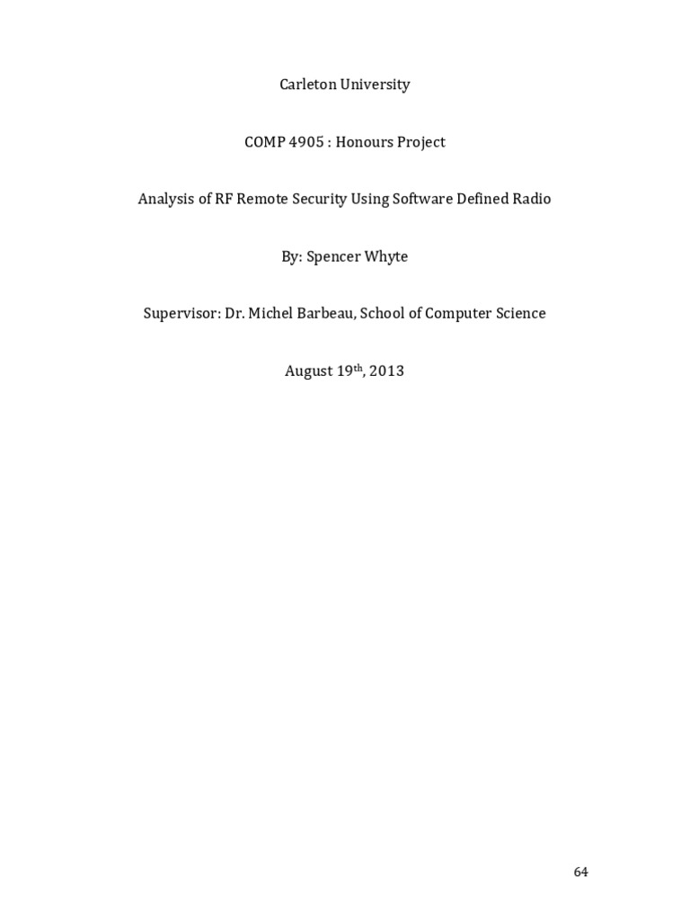 Analysis of RF Remote Security Using Software Defined Radio KeeLoq ...