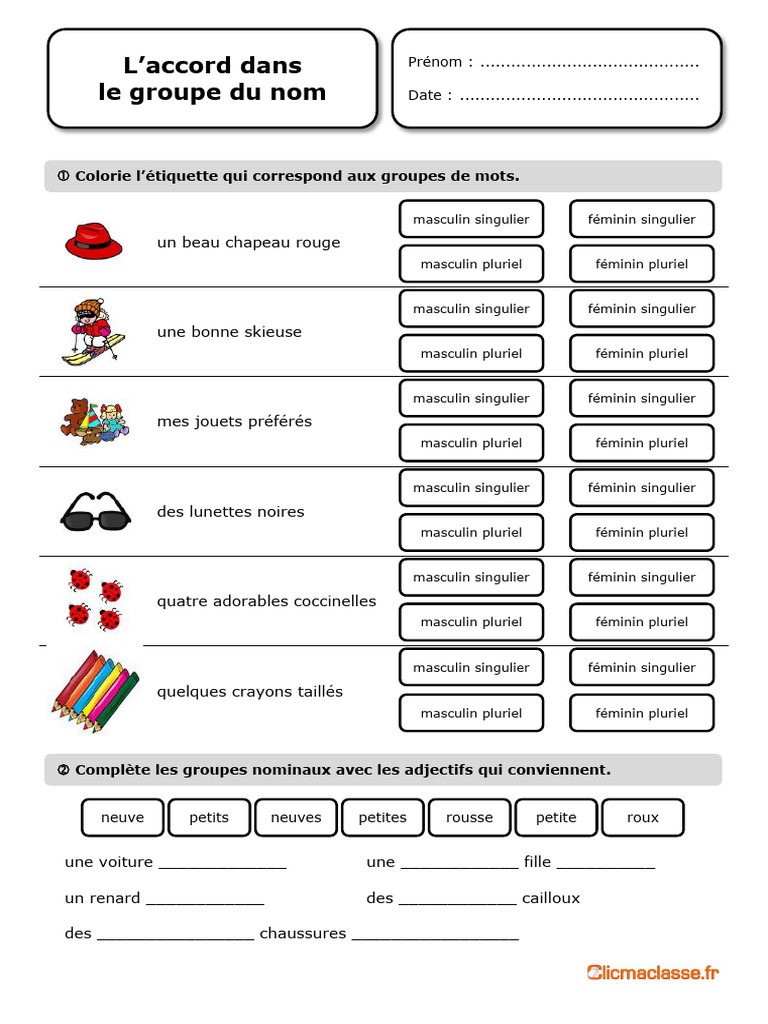 Accord des adjectifs en français | PDF | Pluriel | Nombre grammatical