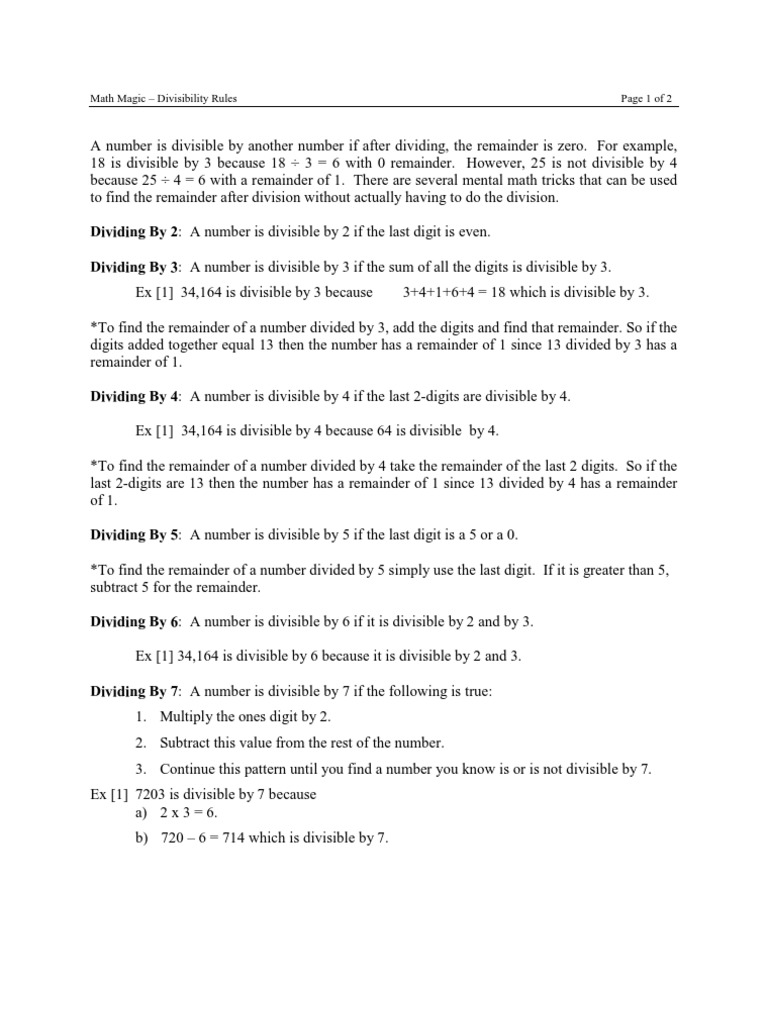 Divisibility Rules for Quick Math | PDF | Numbers | Arithmetic