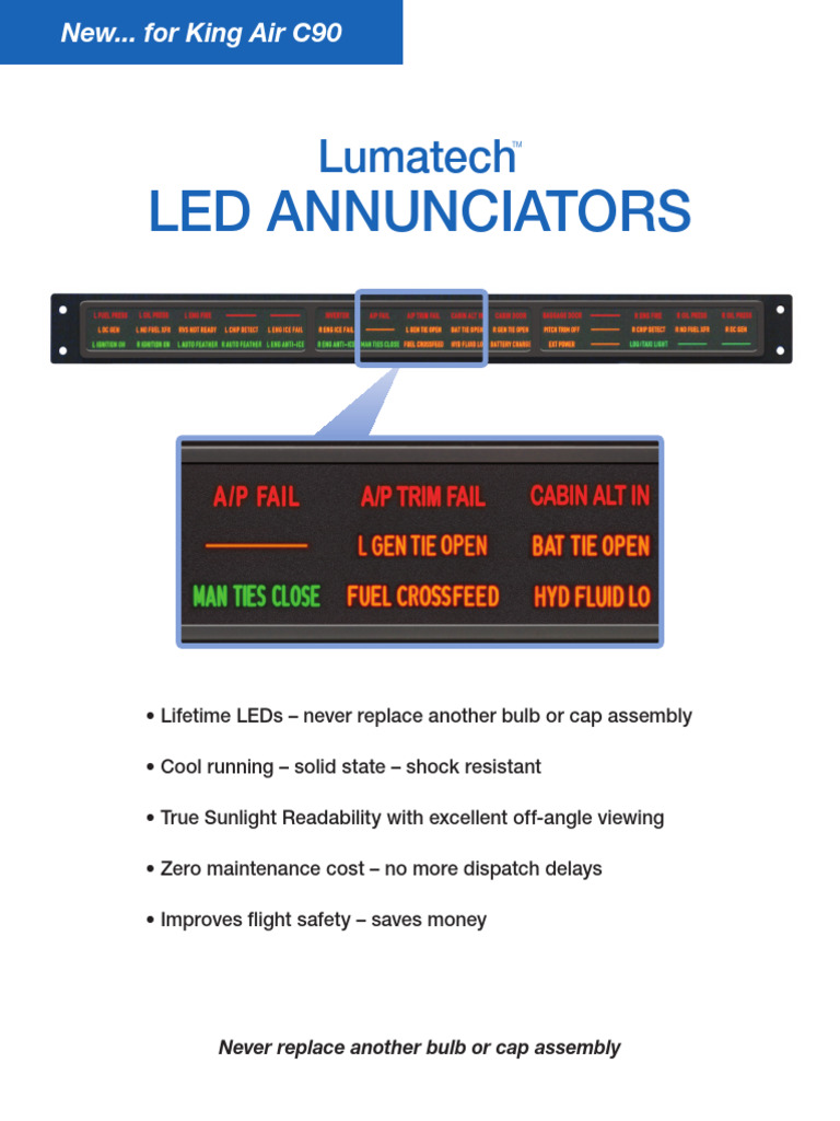 Lumatech LED Panels for King Air C90 | PDF | Incandescent Light Bulb ...
