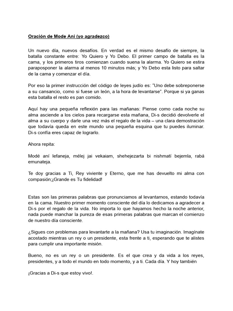 oración matutina Mode Ani | PDF