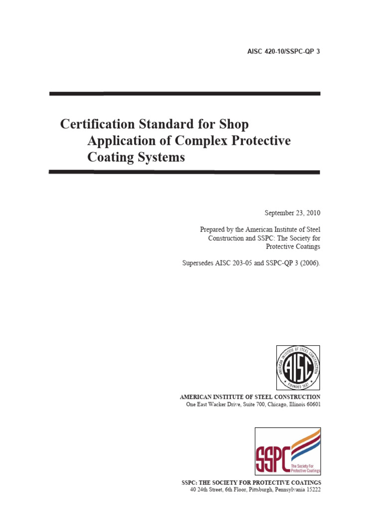 AISC/SSPC Coating Systems Certification | PDF | Specification ...