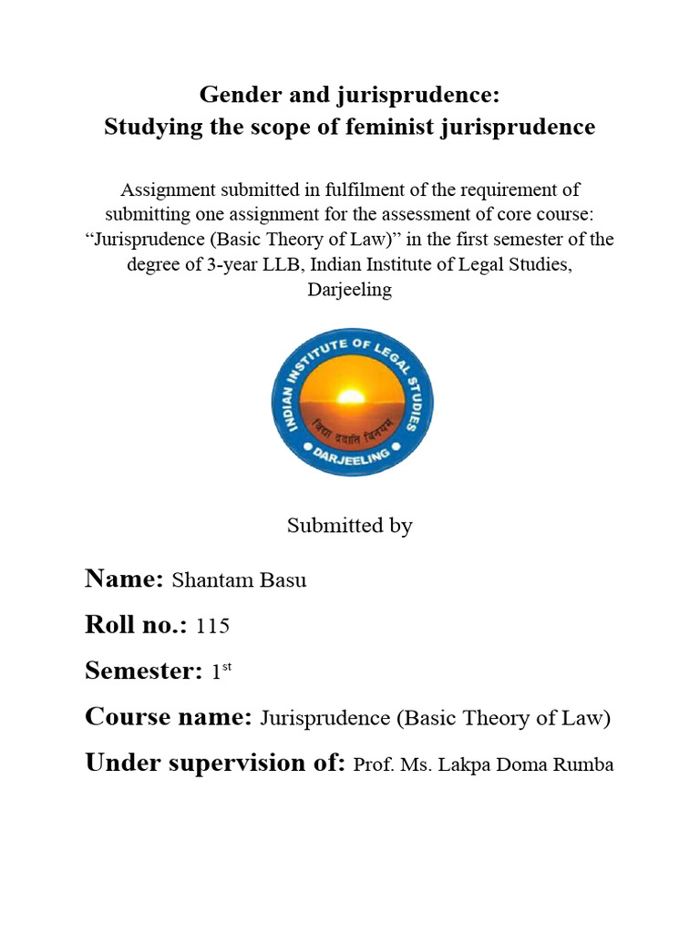 Assignment On Jurisprudence | PDF | Gender Studies | Feminism