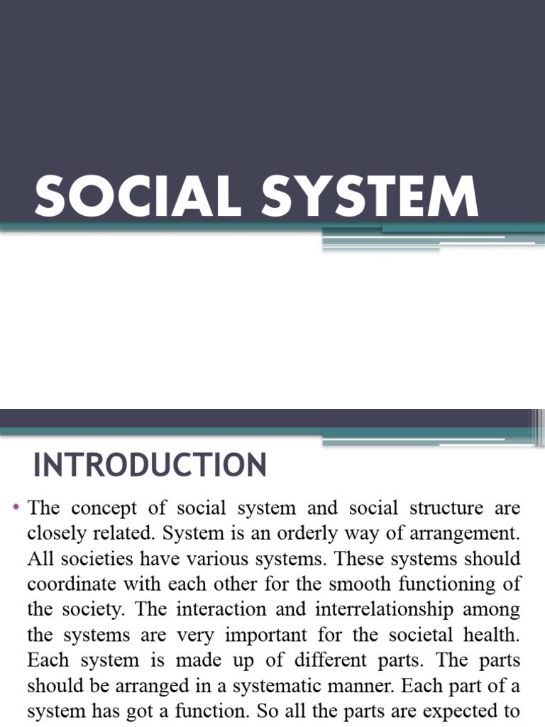 Social System | PDF | System | Institution