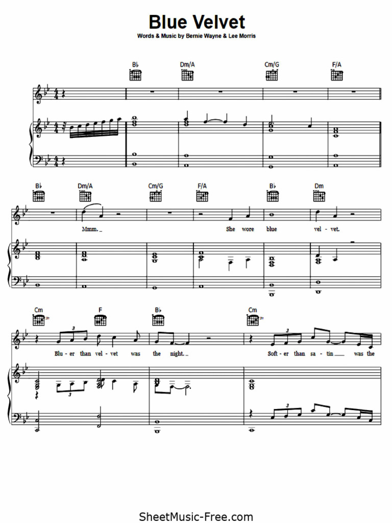 Blue Velvet Sheet Music Lana Del Rey | PDF