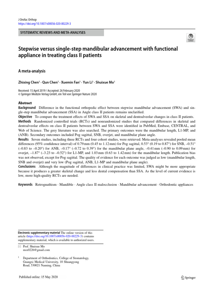 Stepwise Versus Single-Step Mandibular Advancement With Functional ...