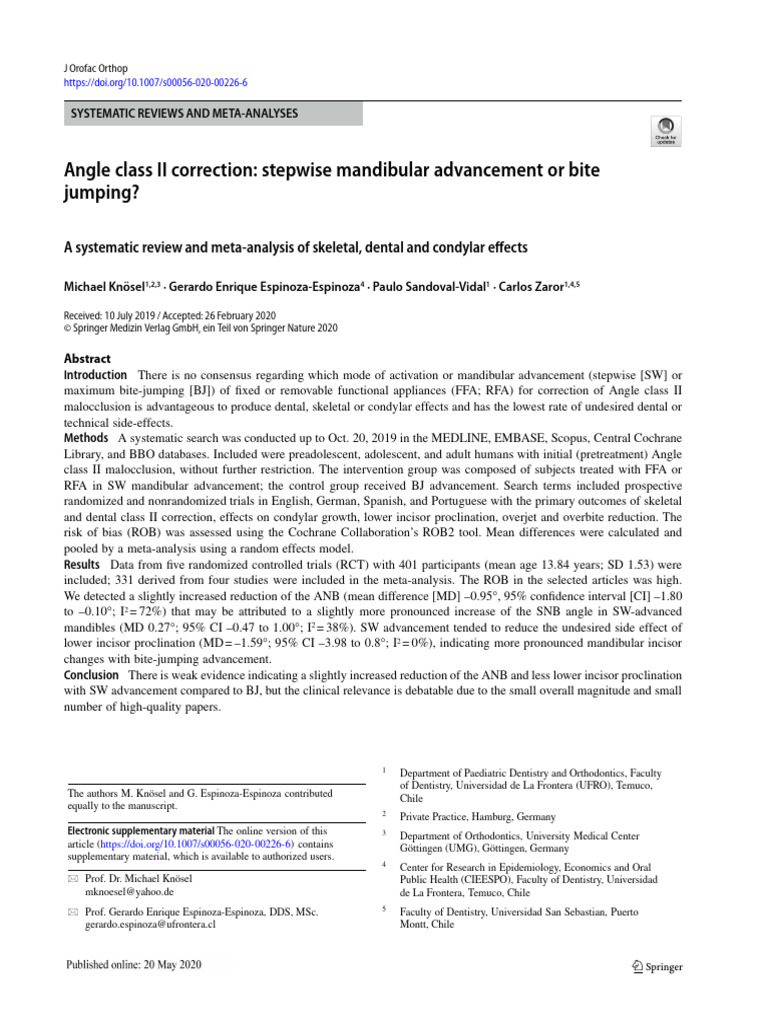 Angle Class II Correction: Stepwise Mandibular Advancement or Bite ...